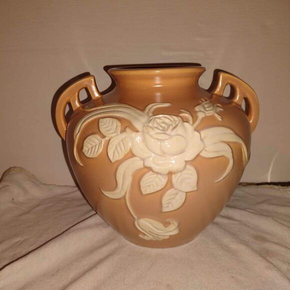 Weller | Art | 93s Weller Pottery Art Deco Handled Pot Cameo Rose Squat ...